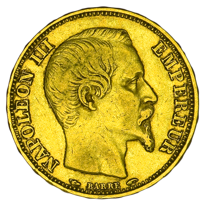 Goldmünze 20 Francs Frankreich Napoleon ohne Kranz - pro aurum