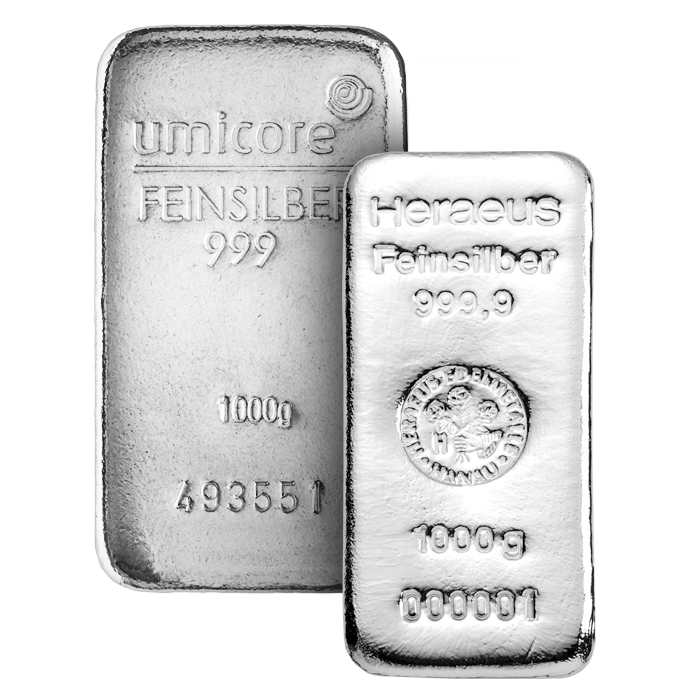Silberbarren 1.000 Gramm zur Lagerung - pro aurum